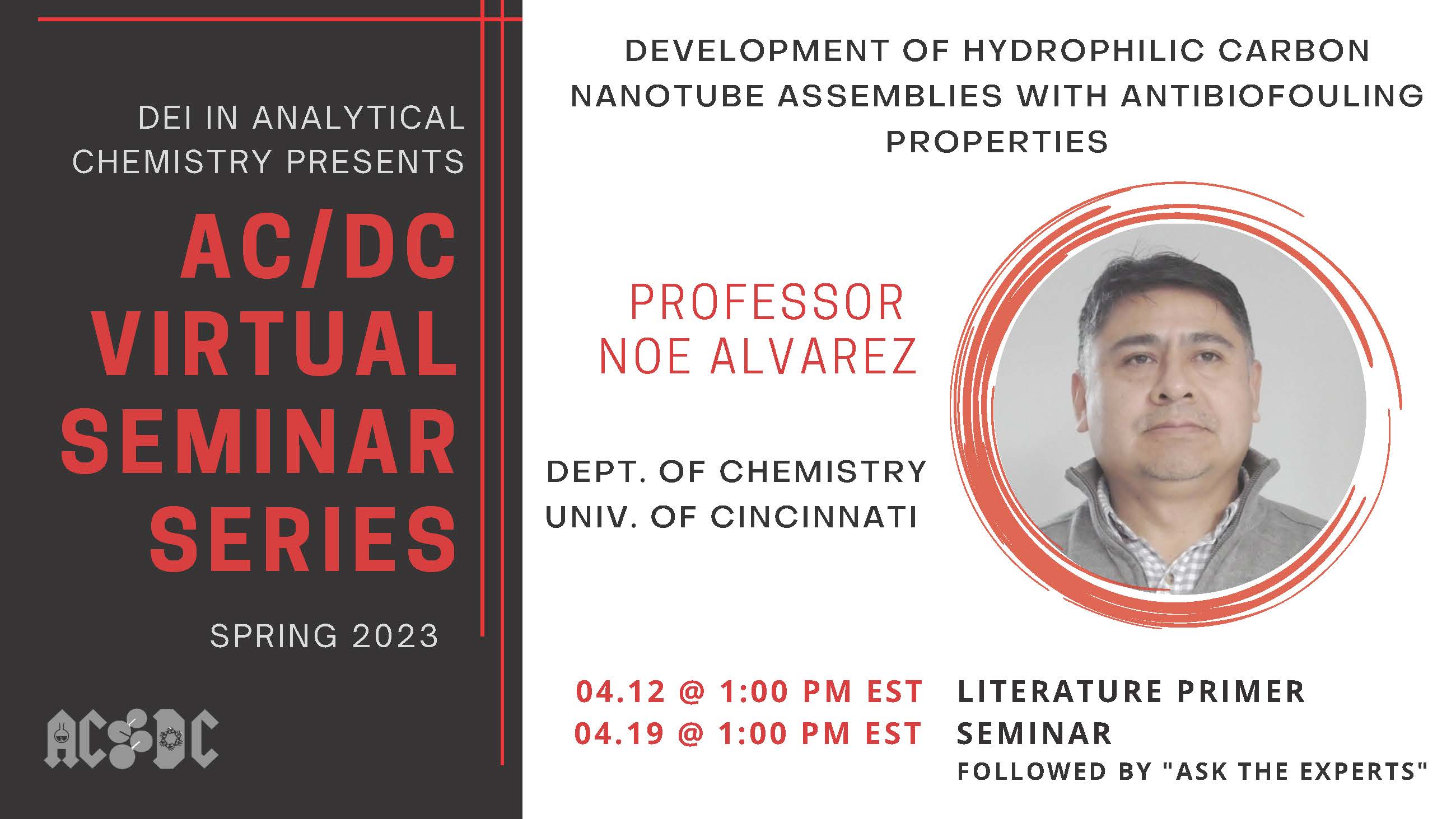 April 2023 Seminar Prof. Noe Alvarez – DEI in Analytical Chemistry Slack
